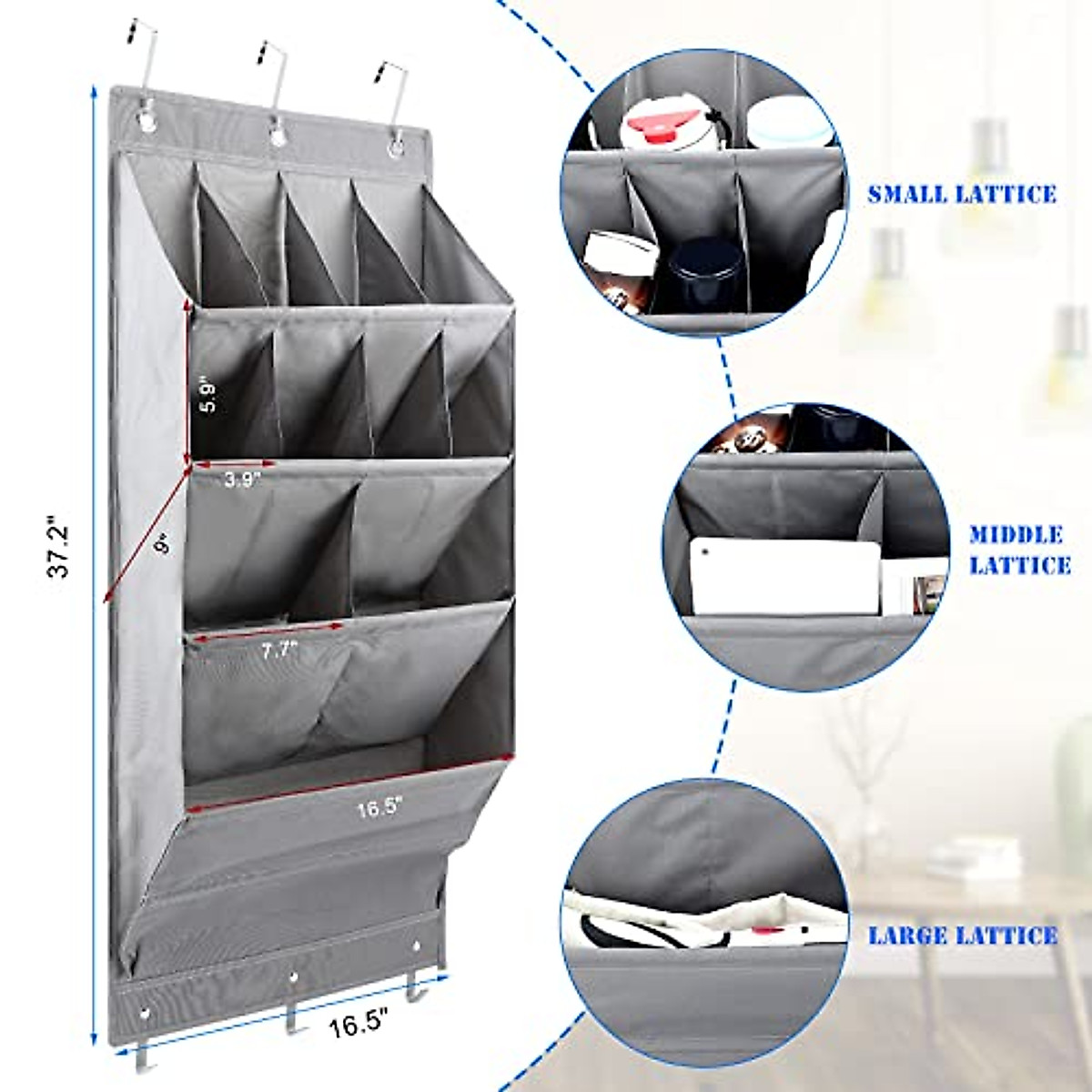 Alltope Over The Door Shoe Organizer, Large Hanging Shoe Organizer with 11 Pockets, Extra Large Fabric Pockets Oxford Cloth Shoes Storage Organizer for Men Sneakers Women High Heeled Shoes Storage