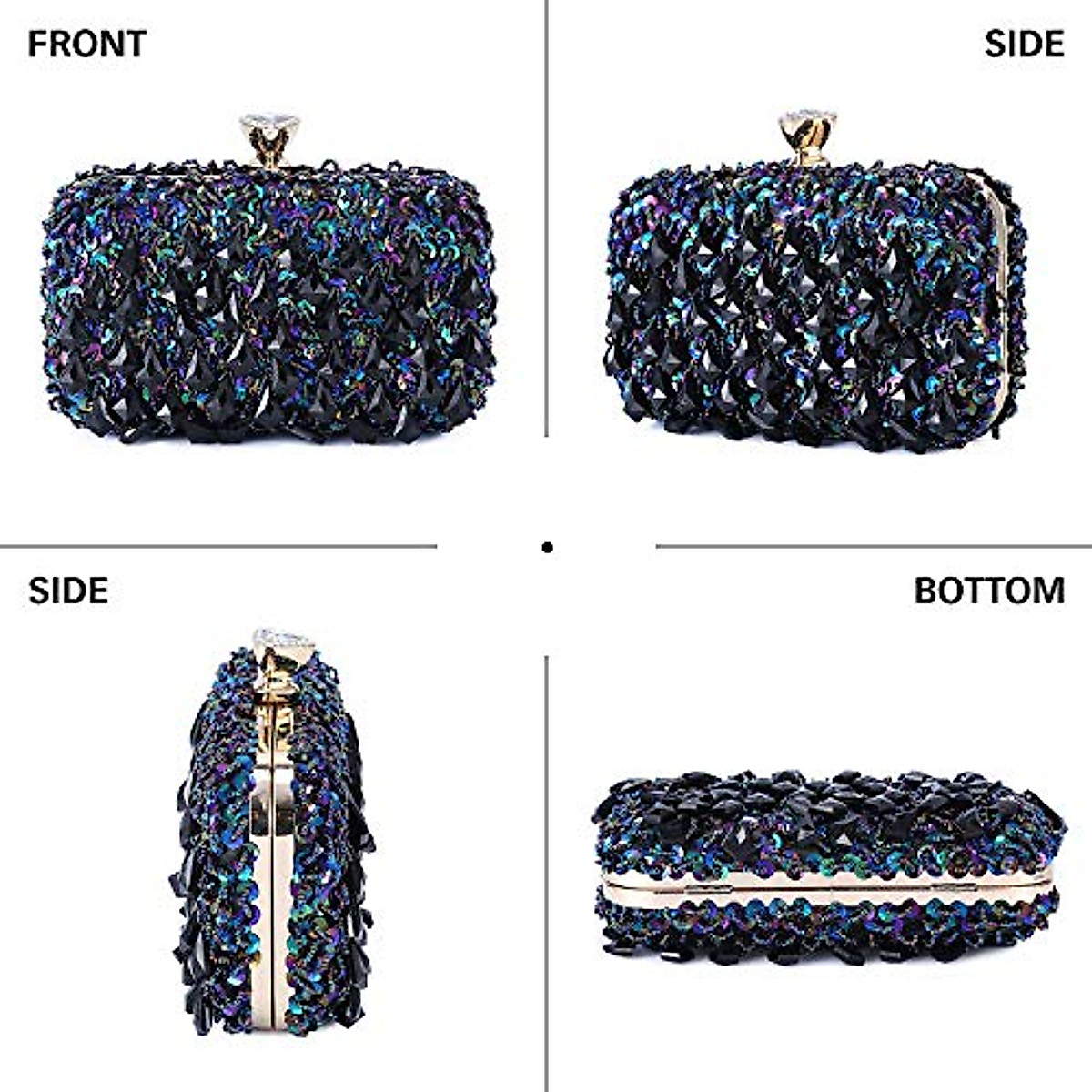 UBORSE Women Clutch Wedding Purse Rhinestone Crystal Beaded Bags Cocktail Party Bridal Prom Handbag for Women (Blue)