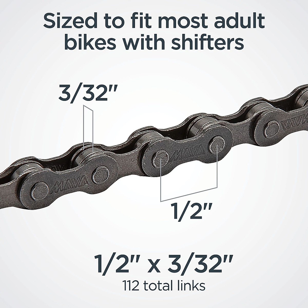 Schwinn Bike Chain, 1/2" X 3/32" Derailleur Chain, 112 Total Links, for Derailleur Bikes, Mountain Bikes, 5 to 18-Speed Bikes, Hybrid Bikes, or Comfort Bikes
