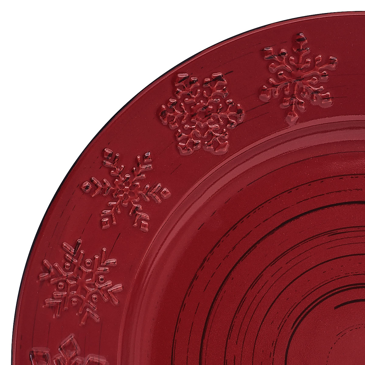 Pfaltzgraff Trellis Snowflakes 12 Piece Dinnerware Set, Service For 4, Red