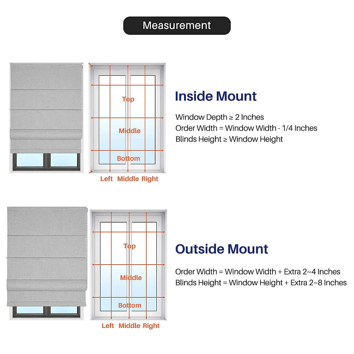 Hiifroy Roman Blinds, Roman Shades for Windows, Room Darkening Fabric, Roman Blinds for Windows Home Living Room Bedroom, Linen Textured, Customize Size