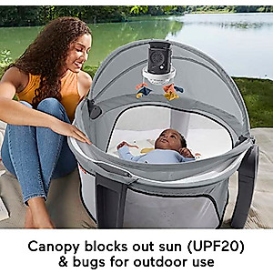 Fisher-Price Portable Baby Bassinet And Play Space Deluxe On-The-Go Projection Dome With Lights Music And Canopy, Paper Shapes