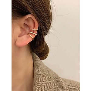 Ear Cuffs Non Piercing Ear Cuff Earrings for Teen Girl Gifts Trendy Stuff 14K Gold Plated Earrings for Women Hypoallergenic Non Pierced Clip on Cartilage Earring Set Jewelry