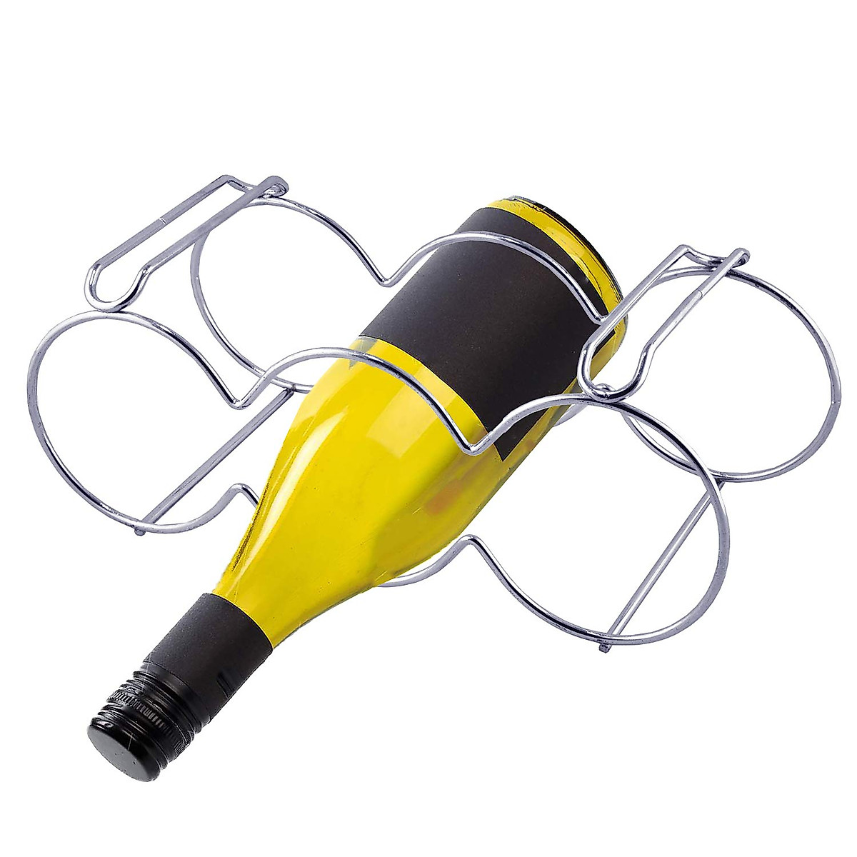 Wine Rack, Stackable Wine Bottle Holder for Cabinet, Elegant Looking Tabletop Red, White, Sparkling Wine Storage (Chrome)