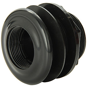 Lifegard Aquatics Standard Threaded Bulkhead Kit for Fish Aquariums – High-Impact Resistant PVC – Includes Bulkhead Fitting, Gasket, Lock Nut – Jet Black – 1-1/2 Inch