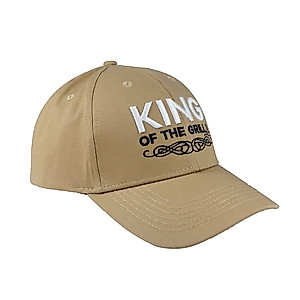 Game Hats Baseball Cap Father's Day Thanksgiving Gifts Adjustable Low Profile Cotton Cap King of The Grill Embroidered Hat Beige