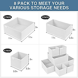 Criusia 11 Pack Underwear Drawer Organizers, Foldable Fabric Closet Cabinet Organization and Tear-Resistant Storage Boxes for Sock, Toys, Underwear, Bra, Clothes, Ties