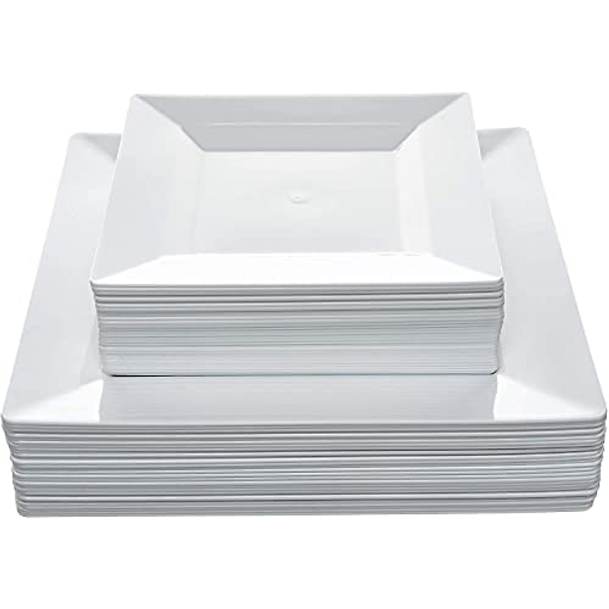 Aya's Cutlery Kingdom Disposable Square Plastic Plates - 60 Pack - 30 x 9.5 Dinner and 30 x 6.5 Salad Combo Plate - Premium Heavy Duty - Fancy and perfect for a Party, Wedding, or Birthday