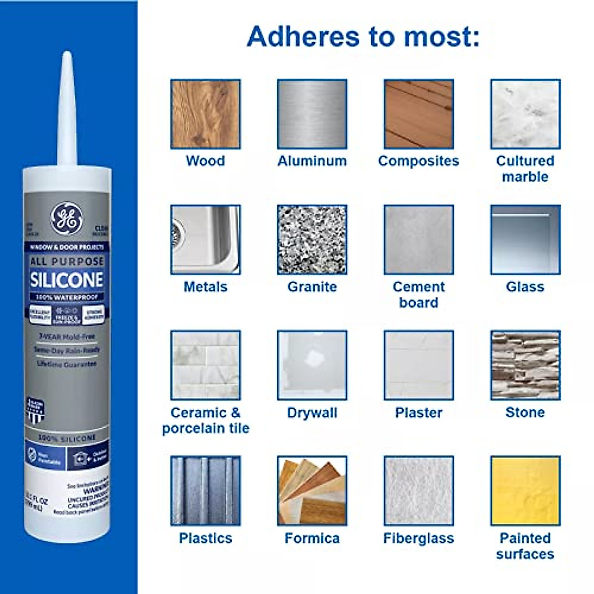 GE Window & Door Sealant Clear All Purpose, 10.1 oz, Cartridge