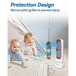 Tower Fan For Bedroom Living Room Home Office Table Battery Operated Rechargeable Small Desk Fans