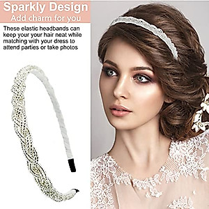 bodbop XINGZHE Crystal Hair Band for Women Headband Fashion Hair Bands Girls Beads Head Hoop Clips Metal Beaded Hairband Beauty Care Elegant Bling Headwear Accessory Wedding Bride
