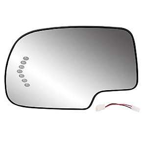 Driver Side Heated Mirror Glass Replacement for 2003-2007 Cadillac Escalade, Chevrolet Avalanche, Silverado, Suburban, Tahoe, GMC Sierra, Yukon - Exterior Side View Convex Mirror with Turn Signal