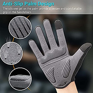 LERWAY Cycling Gloves Mountain Bike Gloves: Touch Screen Full Finger Gloves Lightweight MTB Bicycle Gloves for Men Women Breathable Anti-Skid Shock-Absorbing Padded Gloves for Summer Biking Running