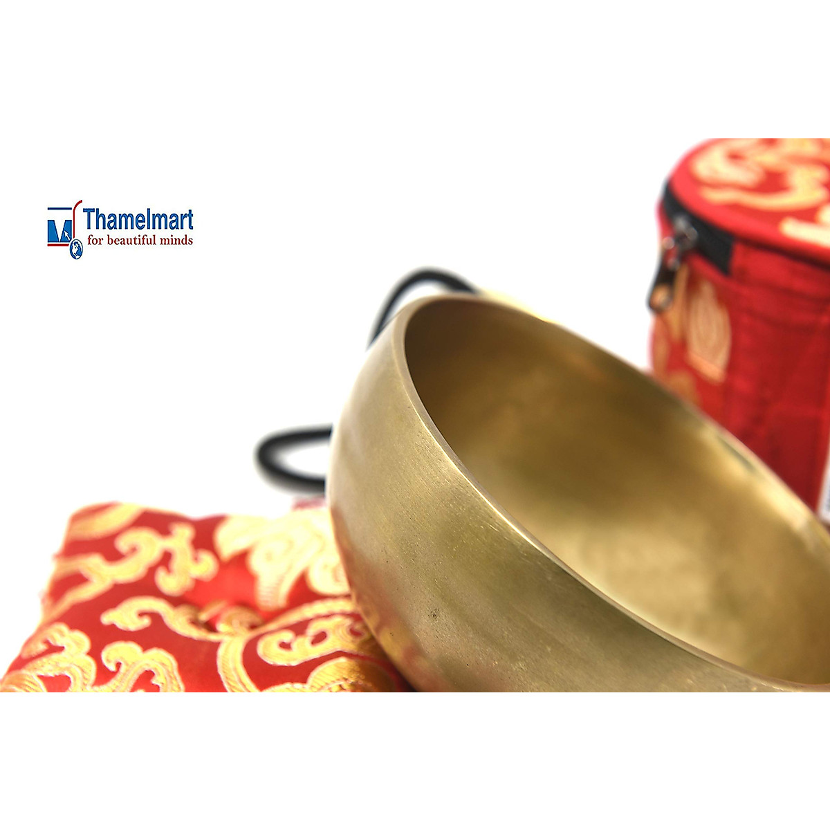 5" Tibetan Singing Bowl for Meditation, Sound Healing, Yoga & Sound Therapy. Made of 7 metals. Silk Cushion, Wooden Mallet, Box & Tingsha included Thamelmart (5 Inch matte)