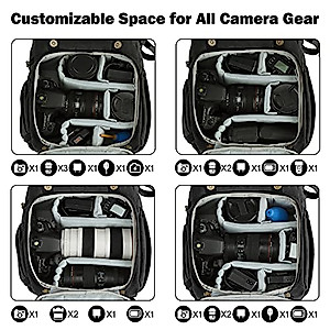 BAGSMART Camera Backpack, Camera Backpacks for Photographers,DSLR SLR Waterproof Camera Bag Backpack Fit up to 15" Laptop with Tripod Holder Waist Belt Rain Cover, Black