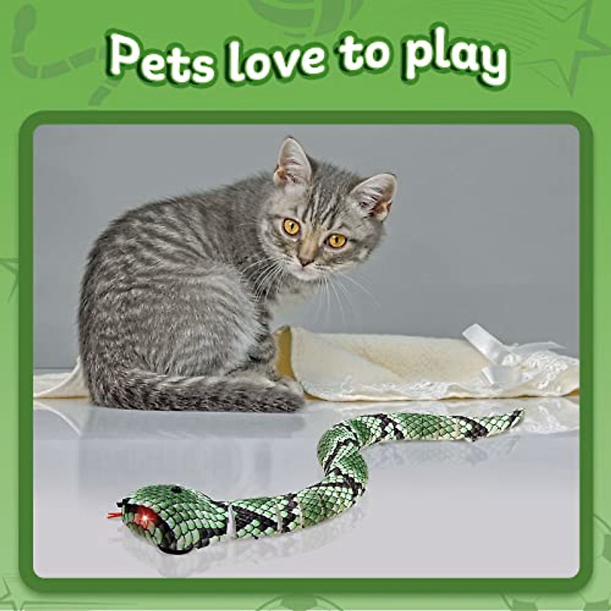 FauKait cat Toys Snake,Smart Sensing Snake cat Toy,Kitten Toys Interactive cat Toy,USB Rechargeable Electric Simulation Slithering Serpent-for Kids, Cats & Dogs,Game Play Toy