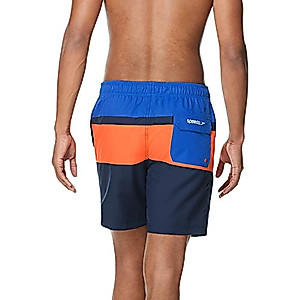 Speedo Men's Standard Swim Trunk Mid Length Redondo Stripe, Turkish Sea Block, Medium