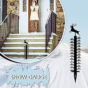 Snow Gauge Decoration Metal 24cm Handmade Gauge Gift Snow Garden Gauge Garden Snowmobile Snow Gauge (C)