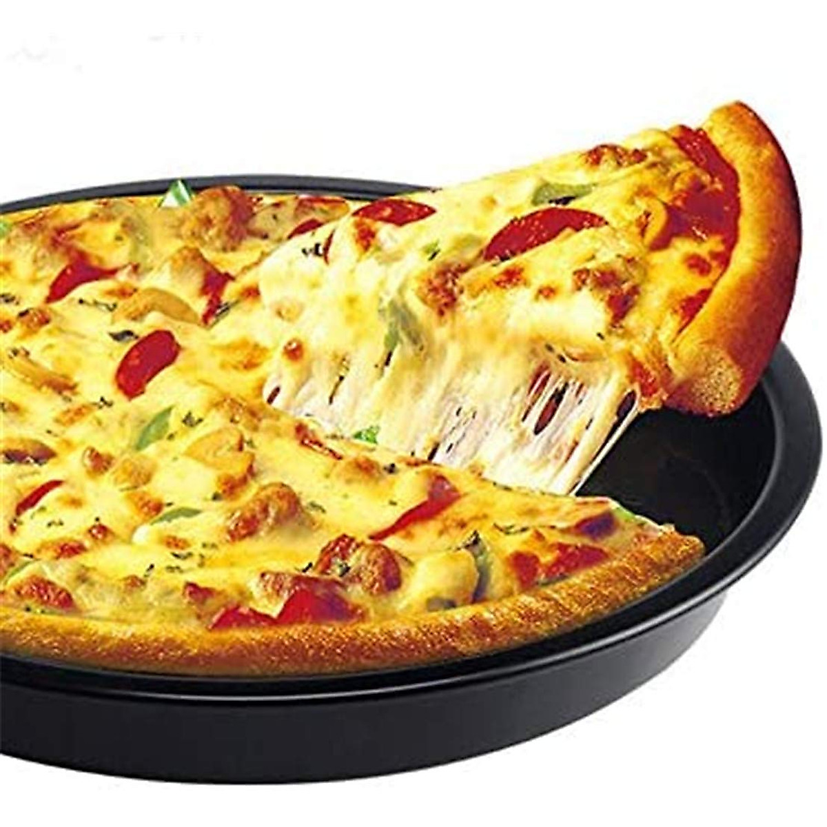 IME Pizza Pan Nonstick Pizzas Tray Sheet Carbon Steel Pie Pan Baking Pans Deep Dish for Home Kitchen Bakeware Bread Cake Handmade 10 Inch
