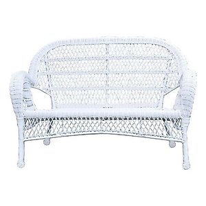 Jeco Wicker Patio Loveseat in White