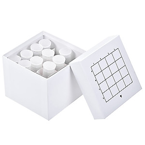 uxcell Centrifuge Tube Freezer Storage Box 16 Places Cardboard Cryogenic Holder Rack for 50ml Microcentrifuge Tubes Vials Samples, White 2pcs