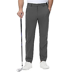 TBMPOY Mens Stretch Golf Pants Lightweight Quick Dry Casual Work Pant with 3 Pockets Dark Grey 36