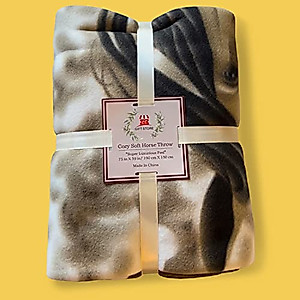 Elegant Western Galloping Horse Fleece Throw Blanket – Lightweight Super Soft Polyester Blanket for Couch Chair Sofa Living Room – 63"x73" Large Brown Horse Printed Blanket