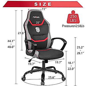 Toszn Office Chairs, Gaming Chair Swivel Ergonomic Computer Desk Chair with Mesh Padded Seat Adjustable Video Gamer Chairs for Teens, Back Support and Nylon Armrest Red