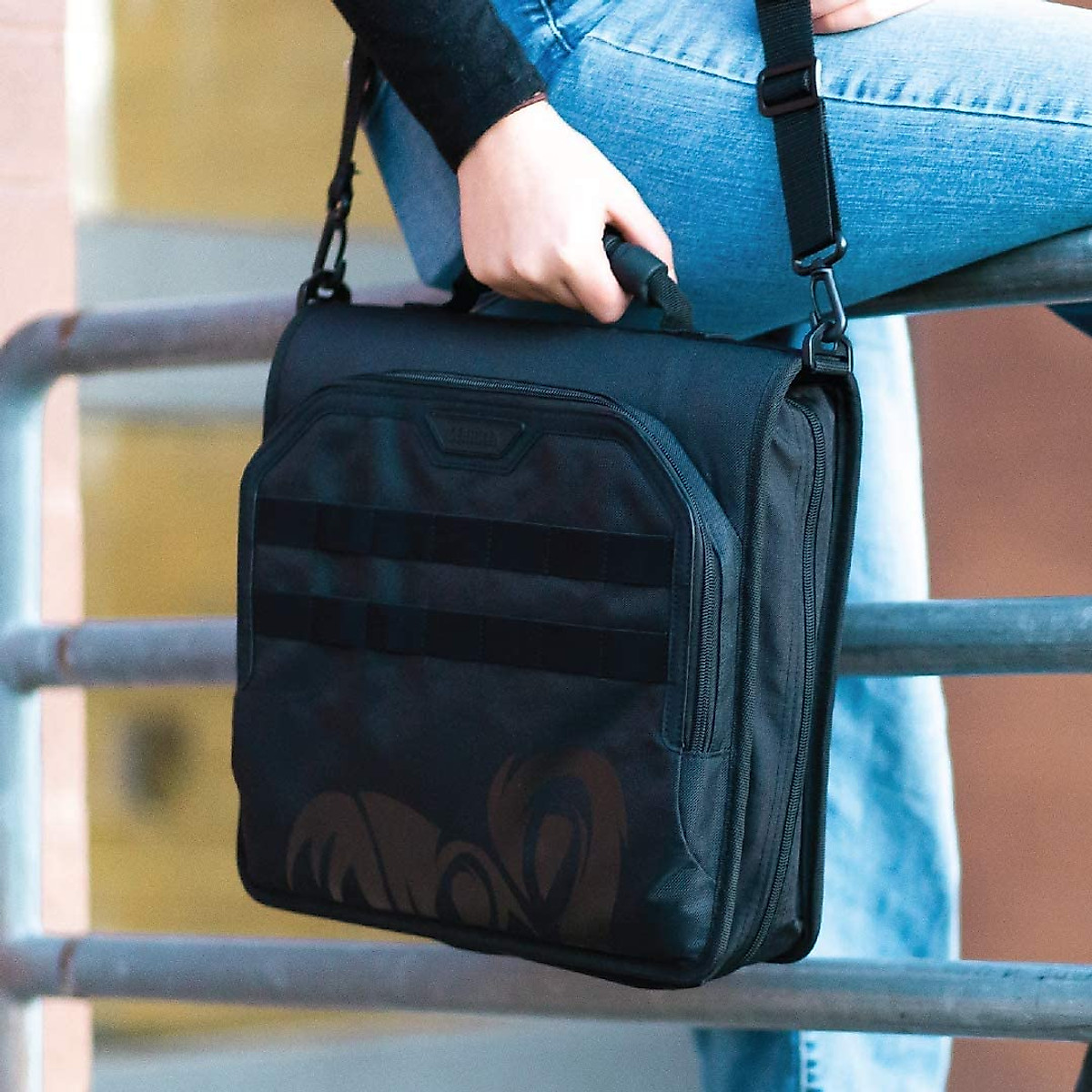 Gearilla Large 3 Ring Binder with Zipper - 3" Blacked Out, O-Ring, Ultra Rugged and Durable Handle, Tablet/Laptop Sleeve, with Tactical Carrying Handle and Shoulder Strap