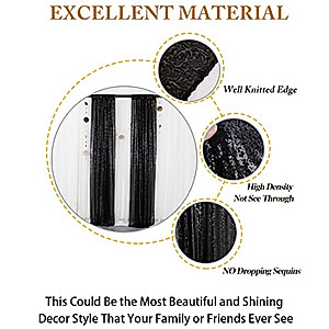 Sequin Curtains 2 Panels Black 2FTx8FT Sequin Photo Backdrop Black Sequin Backdrop Curtain Pack of 2-1011E