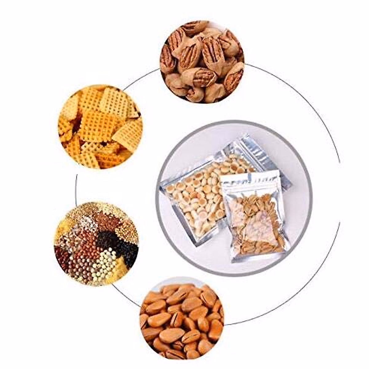 100 Pcs Reclosable 10.2x12.7 cm/4x5inch Clear Colorful Mylar Foil Flat Bag Sample Pouch Heat Sealable Aluminum Foil Bags Food Storage Coffee Candy Foil Grip Seal Wrap (White)