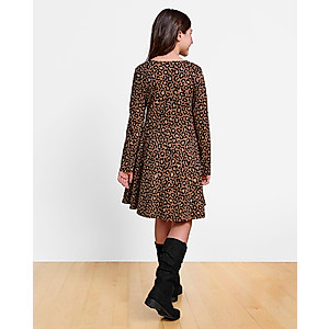 The Children's Place,Long Sleeve Knit Casual Skater Dress,Pecan Pie,Small (5/6)
