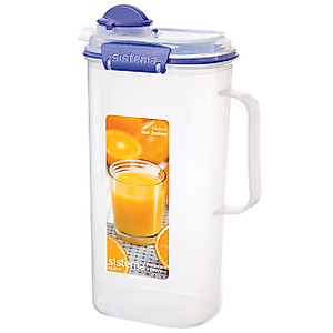 Sistema KLIP IT Utility Collection Juice Pitcher, 67.6 oz./2.0 L, Clear/Blue
