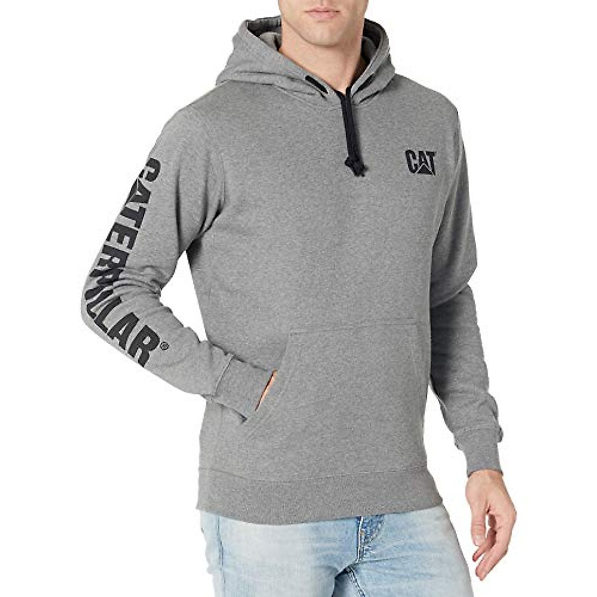 Caterpillar Men's Trademark Banner Hooded Sweatshirt (Regular and Big & Tall Sizes), Dark Heather Grey, Large Tall