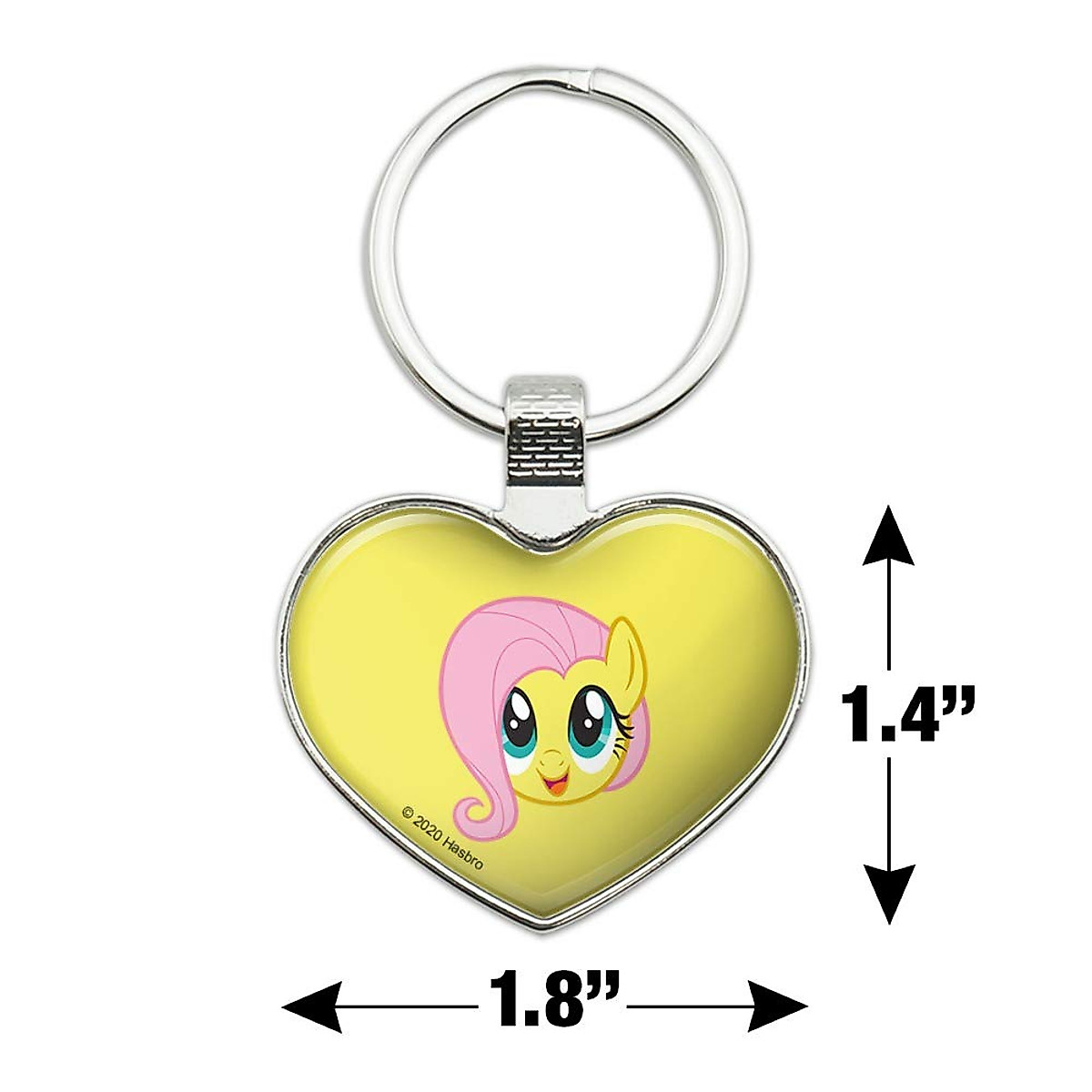 My Little Pony Fluttershy Face Keychain Heart Love Metal Key Chain Ring