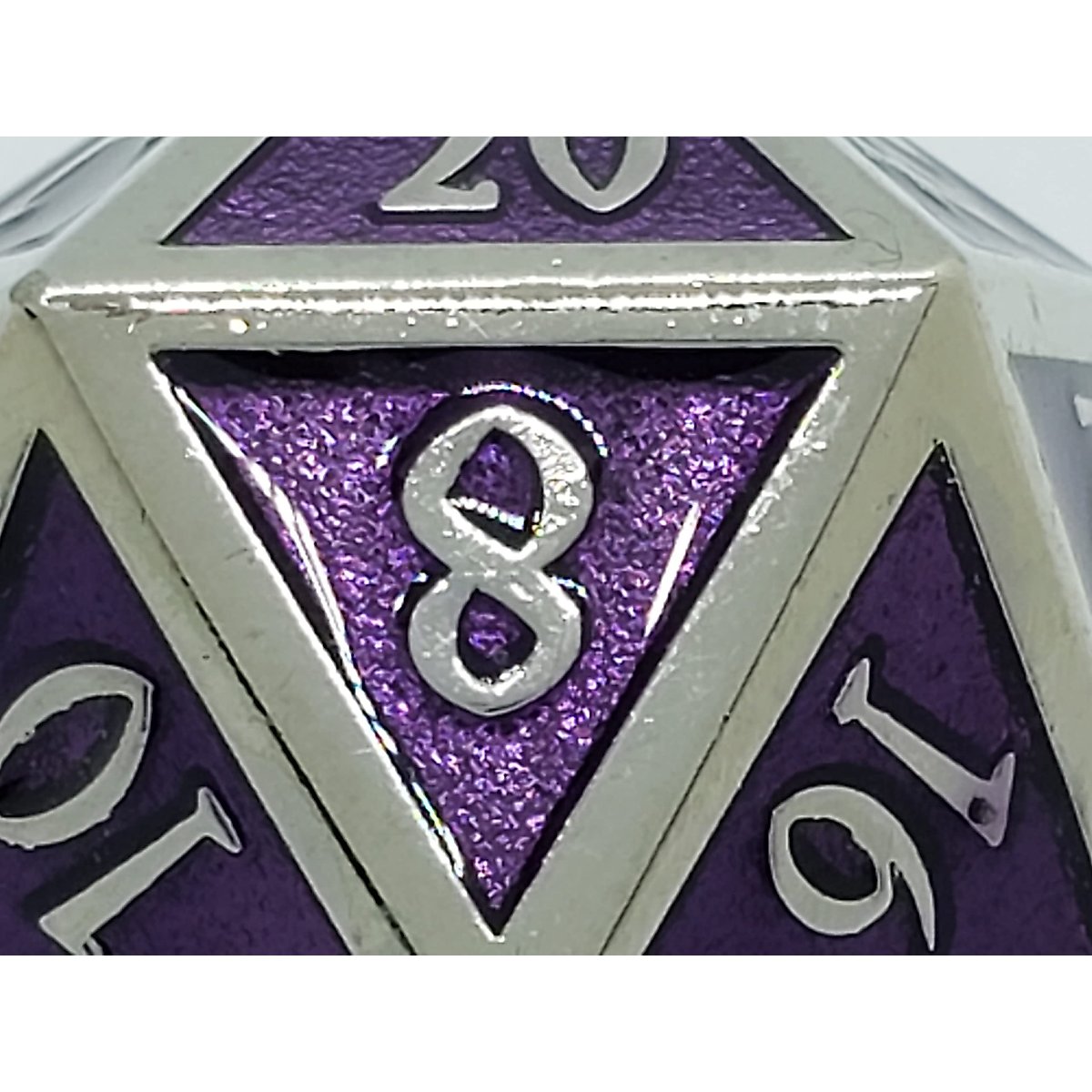 Purple Silver Metal D20 F*** Dice Critical Fail F 20 Sided Die Set DND Blue White Color Number for Role Playing Game Dungeons and Dragons D&D Pathfinder Shadowrun and Math Teaching
