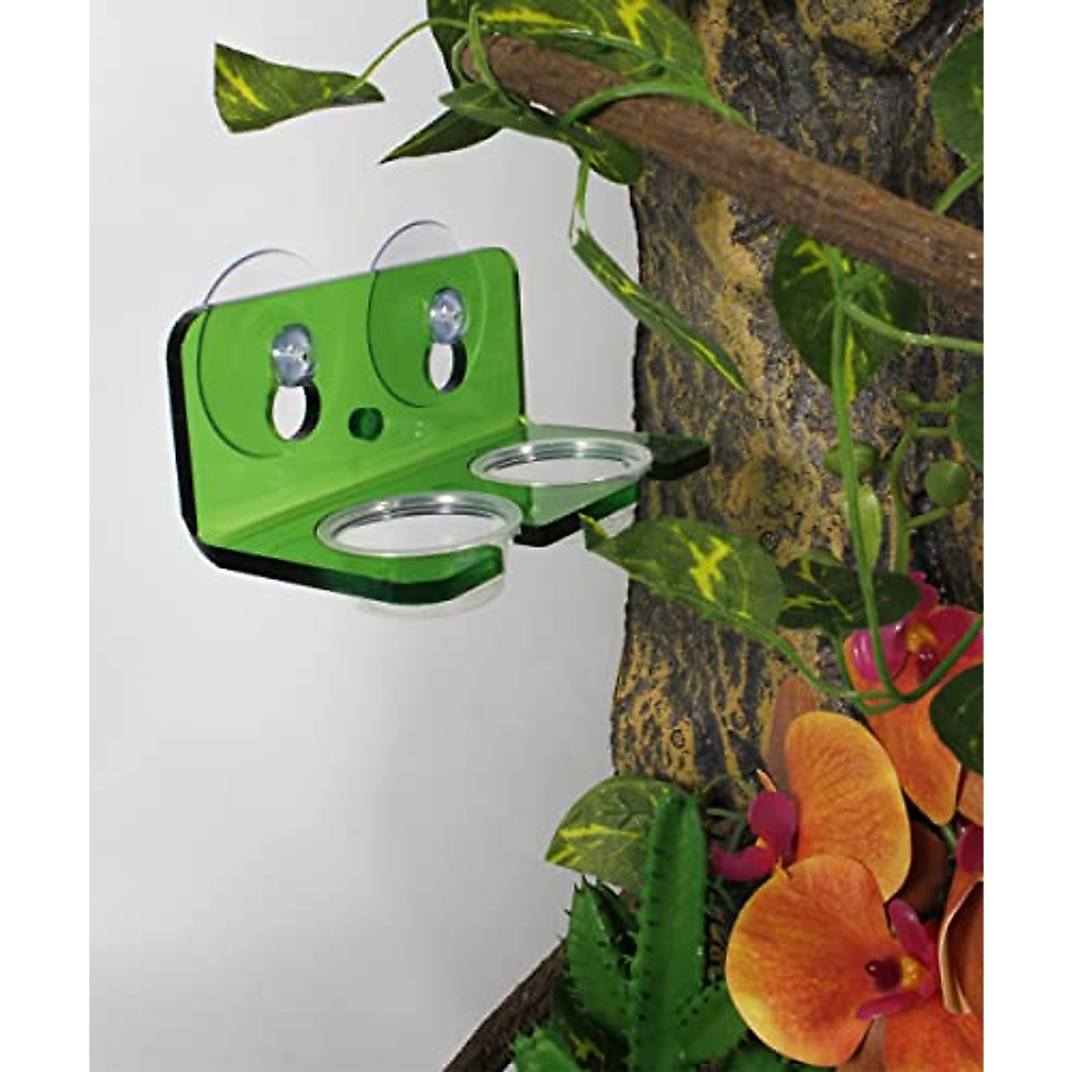 WOLEDOE Crested Gecko Feeding Ledge with 20 Pcs 0.5oz Bowls, Reptile Food Cups and Water Dish fit Chameleon Lguana Lizards