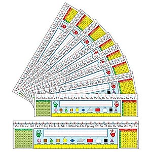 Carson Dellosa 36 Pc. Traditional Manuscript Name Plates for Desks, Name Plates for Classroom with Alphabet, Ruler, Number Line, and Addition & Number Chart, Desk Name Tags Classroom