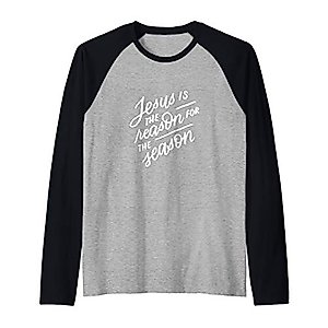 Christian Jesus The Reason Christmas Stocking Stuffer Gifts Raglan Baseball Tee