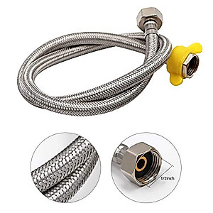 MACGOAL Stainless Steel Automatic Waterer Bowl with Float Valve, Drain Plug and Braided Hose, Water Trough for Livestock Dog Goat Pig Waterer