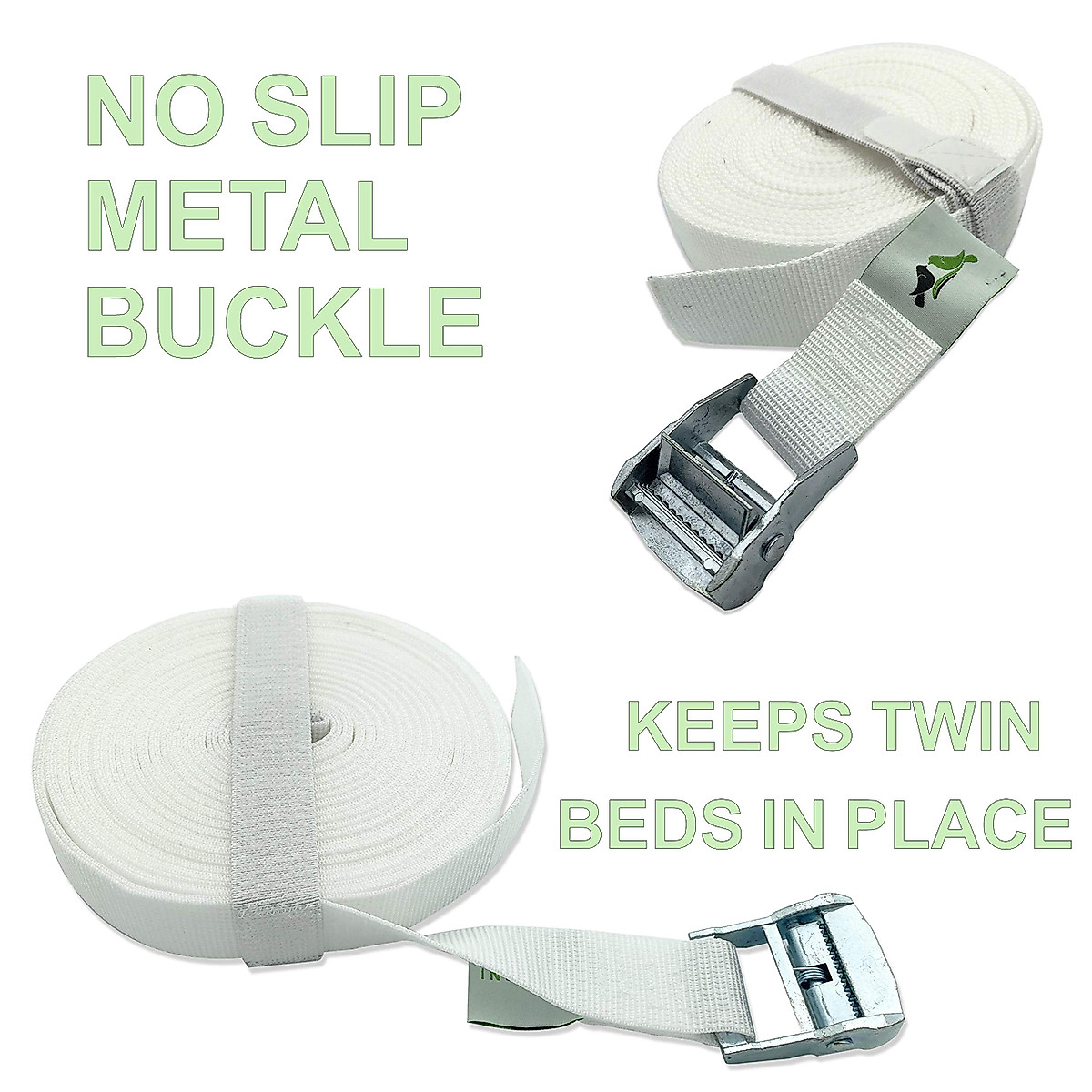 Insieme Strap for Twin Beds, 33 ft Long Twin to King Bed Converter/Mattress Joining Strap with Adjustable Metal Buckle. Use to Combine Split Twins or Twin XL to King and Hold Mattresses Together