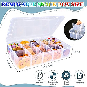Hiitytin Snack Box Container with 15 Adjustable Compartments Multi Snack Container Divided Organizer Box for Travel School Picnics