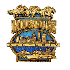 Louisville, Kentucky Souvenir Magnets, Carved Wood Kitchen Decor for Fridge, Whiteboards, 3.25 Inches