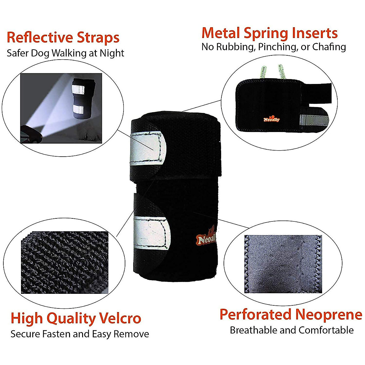 NeoAlly Dog Canine Front Leg Compression Braces Super Supportive with Metal Spring Strips to Stabilize Dog Front Leg Wrist Carpal, Prevents Leg Injuries & Sprains (S/M Pair)