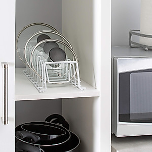 Organize It All Vinyl Coated Kitchen Wire Lid Plate Rack, 8 dividers, Great for Storing Plates, Lids, Kitchen Organization, White