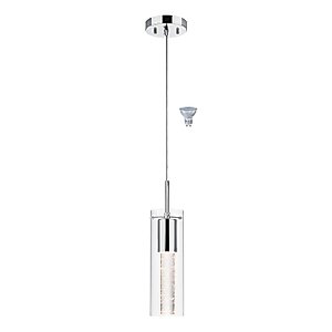 XiNBEi Lighting Pendant Lighting 1 Light Mini Pendant Lights with Glass and Bubble Crystal, Modern Chrome Hanging Pendant Light with LED Bulb for Kitchen & Dining Room XB-P1110-CH