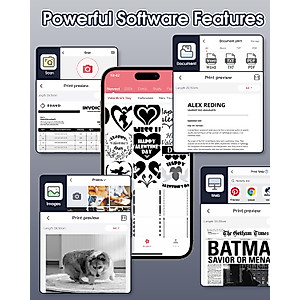 Portable Printer Wireless Bluetooth for iPad iPhone Android - A4 Inkless Laptop Printer for 2"/3"/4"/8.26"/8.5x11 Thermal Paper - 300DPI Mobile Printer for Vehicle Travel Home Office School Dorm