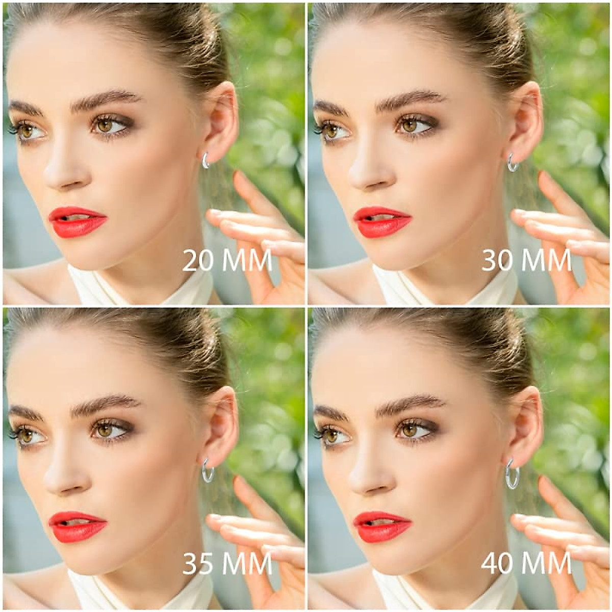 LOVVE Sterling Silver High Polished Round-Tube Click-Top Chunky Thick Hoop Earrings, 5x40mm