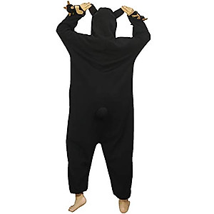 dressfan Animal Onesie Bear Onesie Cosplay Costume with Paw glove black white (S(59"-63"), Black)