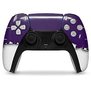 WraptorSkinz Skin Wrap compatible with Sony PS5 DualSense Controller Ripped Colors Purple White (CONTROLLER NOT INCLUDED)